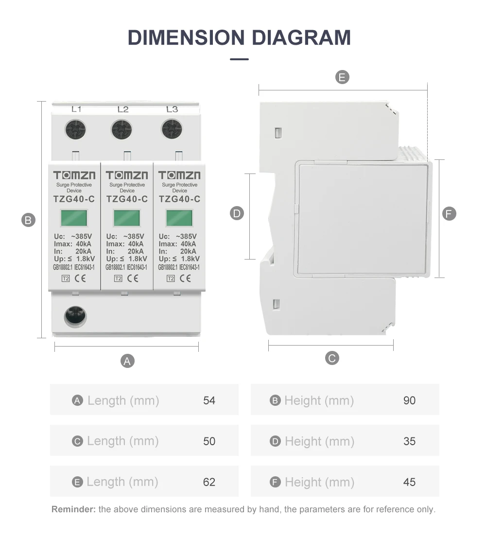 AC SPD 3P 10-20KA 20-40KA 30-60KA 275V 385V House Surge Protector Protective Low-voltage ...