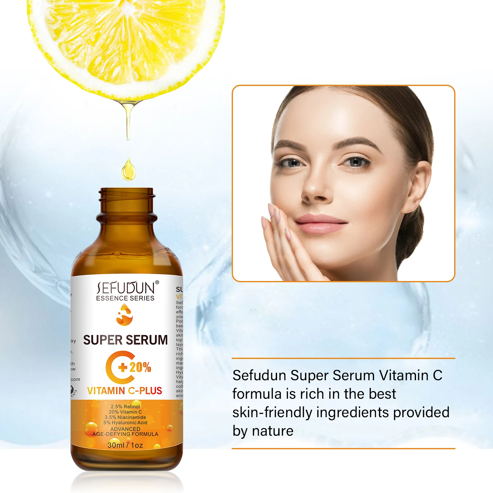 Korea Super Vc Essece Facial Serum De Vitamina C Serum With 3.5% Vitamin B3 5% Hyaluronic Acid 2 ...