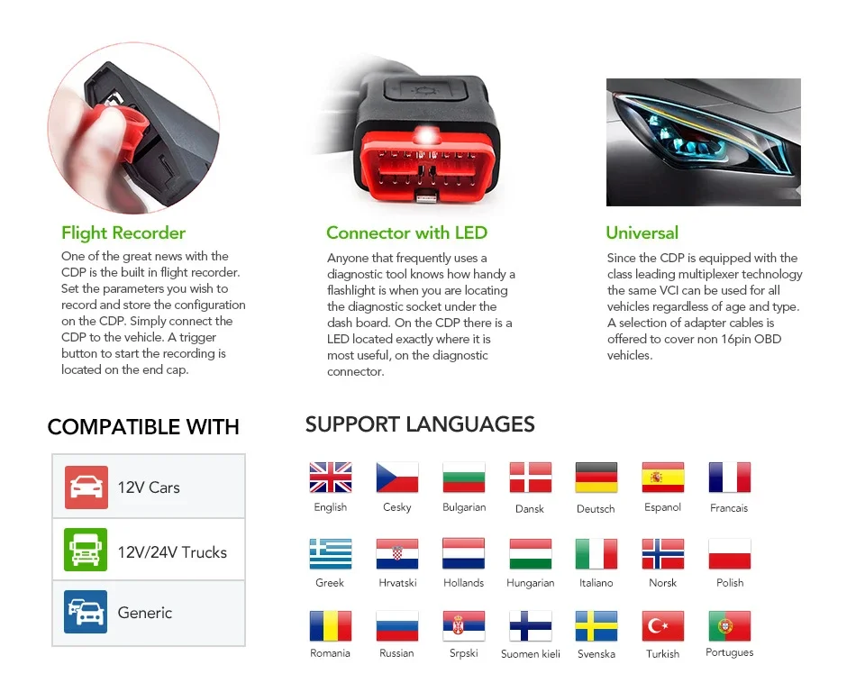 CREACLE VD TCS Pro V2020.23 OBD2 Diagnostic Tool with Bluetooth & OEM