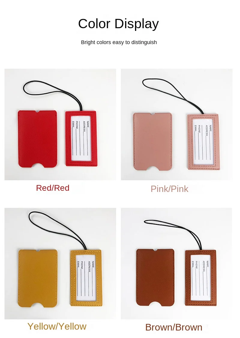 Custom Travel Accessories Pu Leather Hidden Pull-out Luggage Tag Portable Label Suitcase Id ...