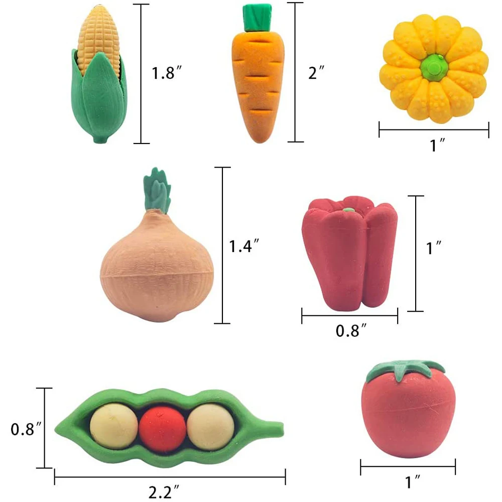 Colorful Mini Fruits & Vegetables Erasers for Kids