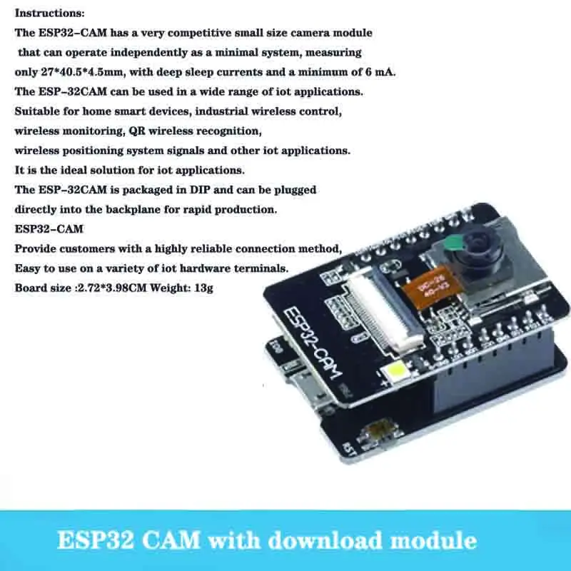 ESP32-CAM development board ESP32 with OV2640/OV5640 camera 3 million pixels with night vision ...