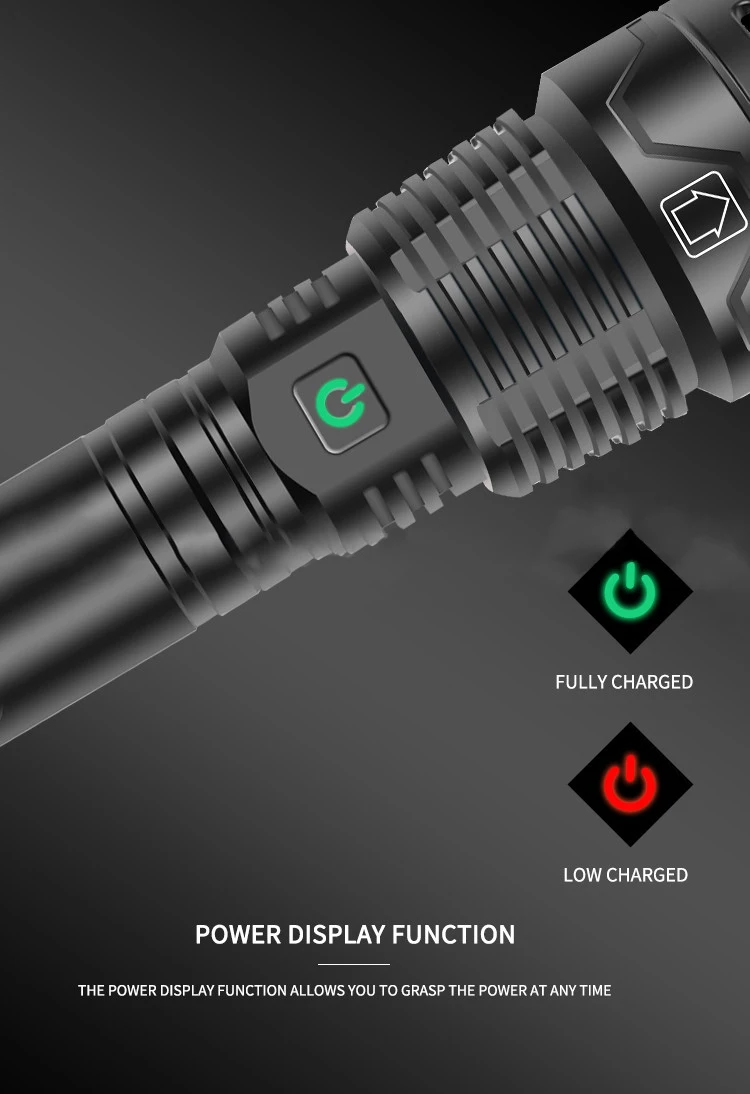 3000 High Lumen Xhp160 Powerful Long Distance Rechargeable Zoomable Led Tactical Torches Light ...