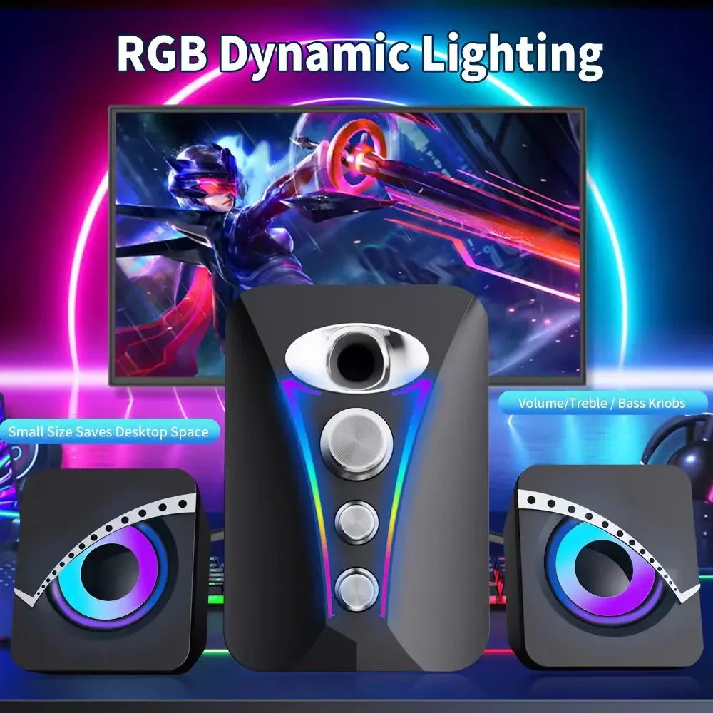 Coomaer A30 4" Wired Computer Speakers with Subwoofer & RGB Bass Sound