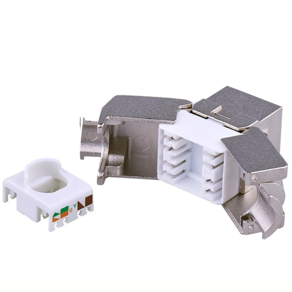 Telecom Parts Rj45 Cat6 Cat6a Cat7 Zinc Alloy Keystone Jack 180 Degree Toolless Stp Module Ftp ...
