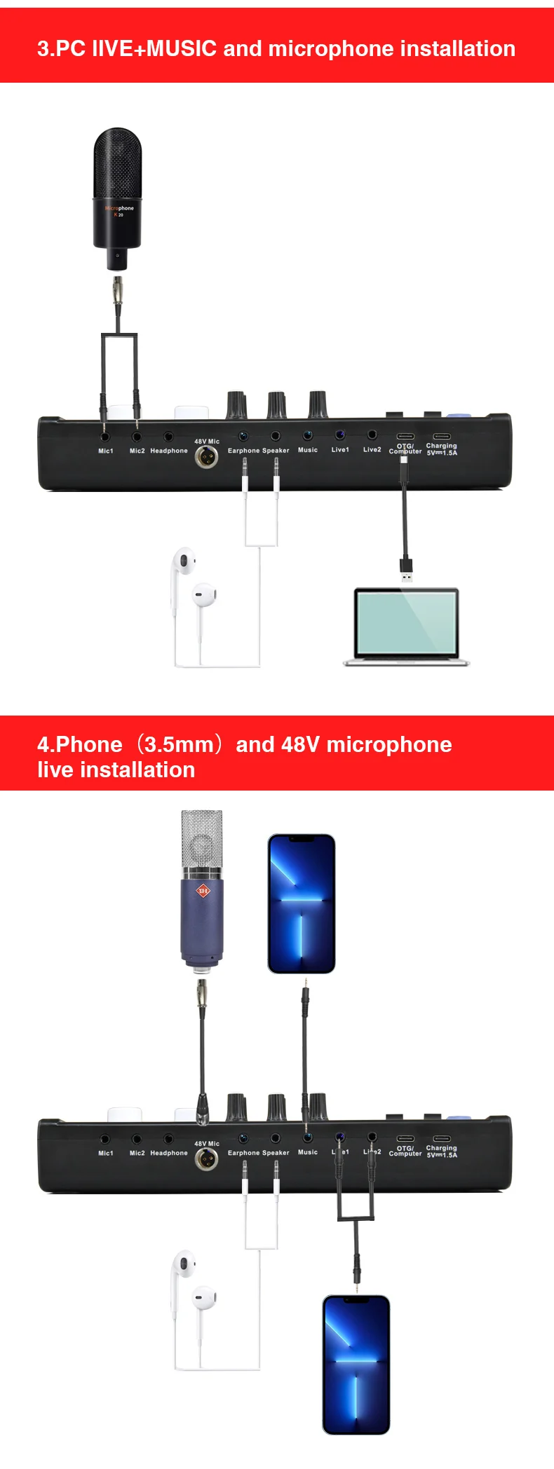 Bm 800 Professional Dj18 Sound Card Set Bm800 Mic Recording Studio Condenser Microphone For ...