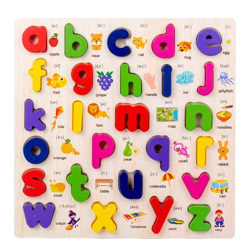 Ts Wooden Digital Alphabet Jigsaw Puzzle Children's Educational Wooden ...