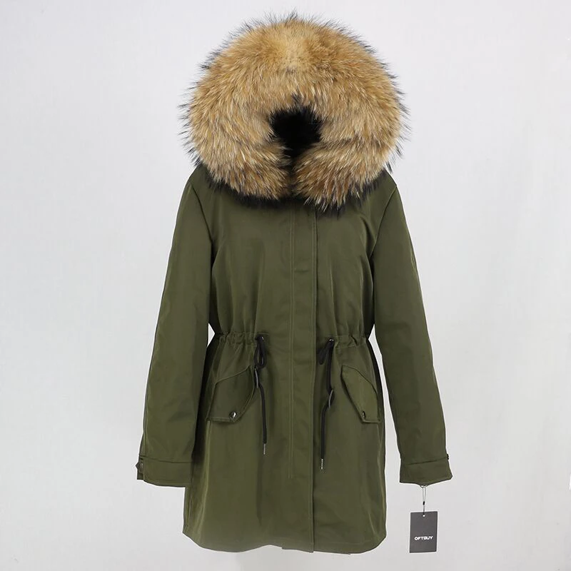 Fashion 2024 Long Waterproof Parka Real Fox Fur Liner Coat Winter Jacket Women Natural Raccoon ...