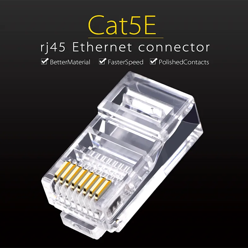 Easy Pass Through Cat5e Rj45 Connector Utp Gold Plated Rj45 Modular Plug 8p8c Network Twisted ...