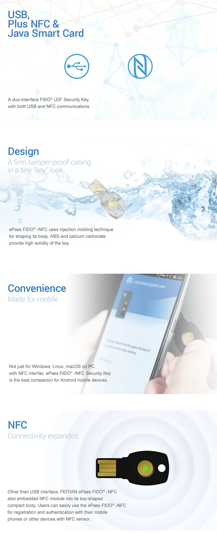 EPass K9 FIDO2 & NFC USB Security Key for Communication & Networking - OEM