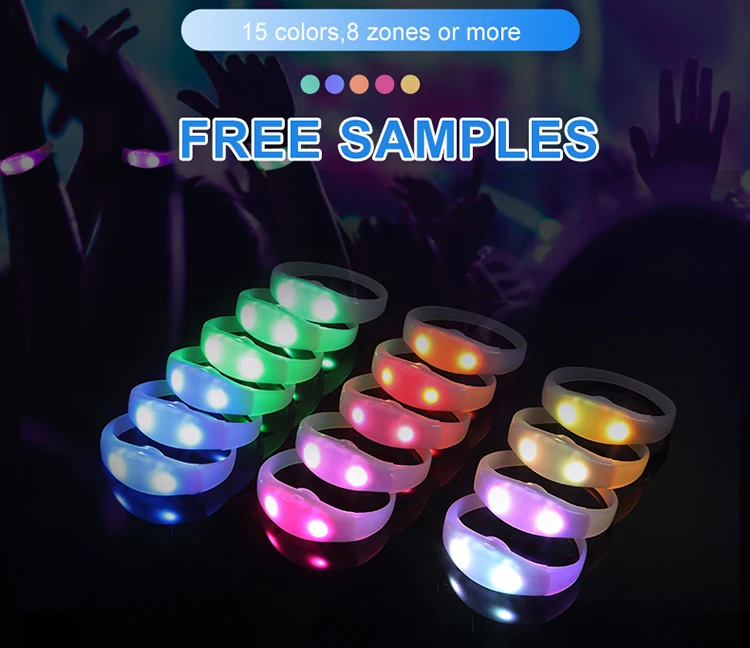 Rgb Wireless Control Bracelet Led Rubber Multicolor Dmx Wristband ...