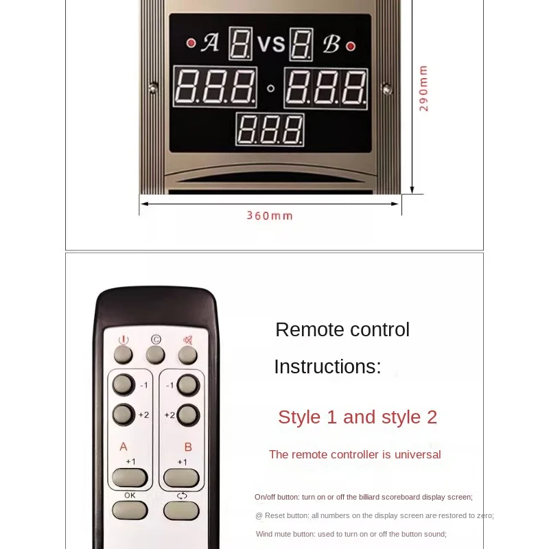 Snooker Electronic Scoring Device 4 Digit 6 Digit Eight Ball Scoring