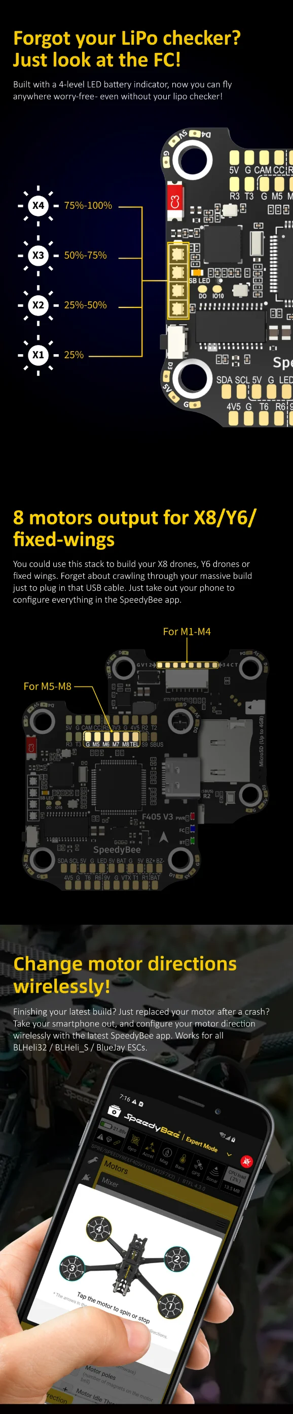 Speedybee F405 V3 Flight Control Bls 50a 4in1 Esc 30x30 Fc&esc Stack Flytower 3-6s For Hd Analog ...
