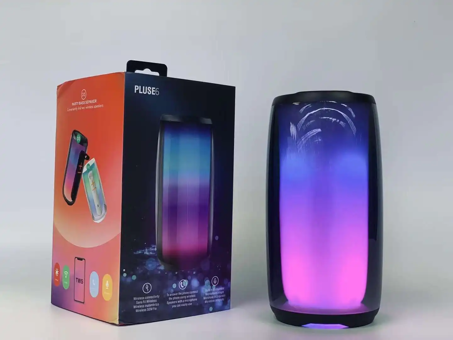 2023 Pulse6 GRB Wireless Speaker Pulse 5 LED Flash Light Waterproof Speaker Pulse 6 Booms Box ...