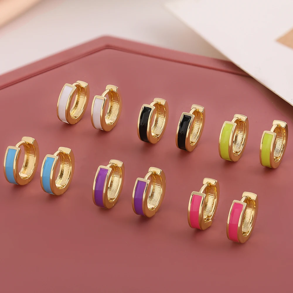 Fashion Small U Shaped Geometric Hoop Earrings Womens Colorful Round