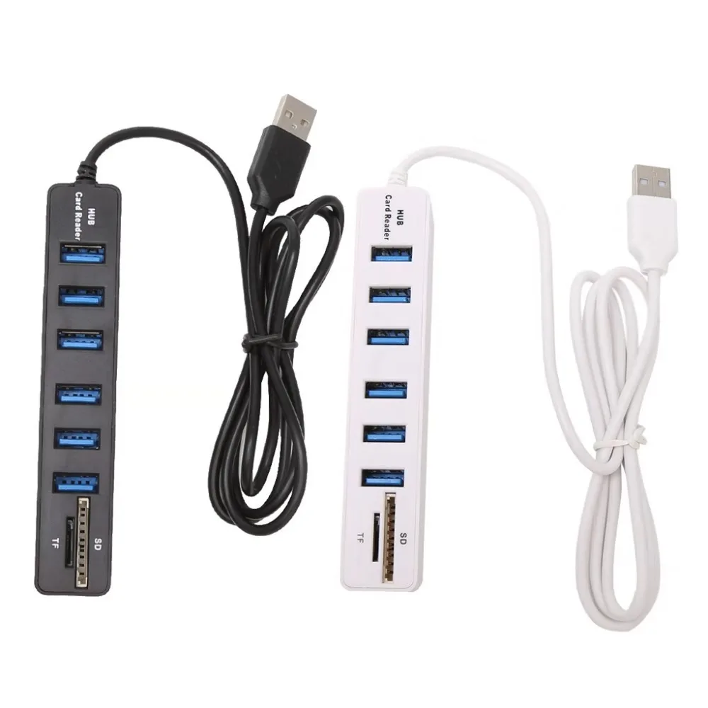 6usb Hub Combo Splitter 6 Ports Usb 2.0 High Speed Mini 2 In 1 Sd Tf Card Reader For Laptop ...
