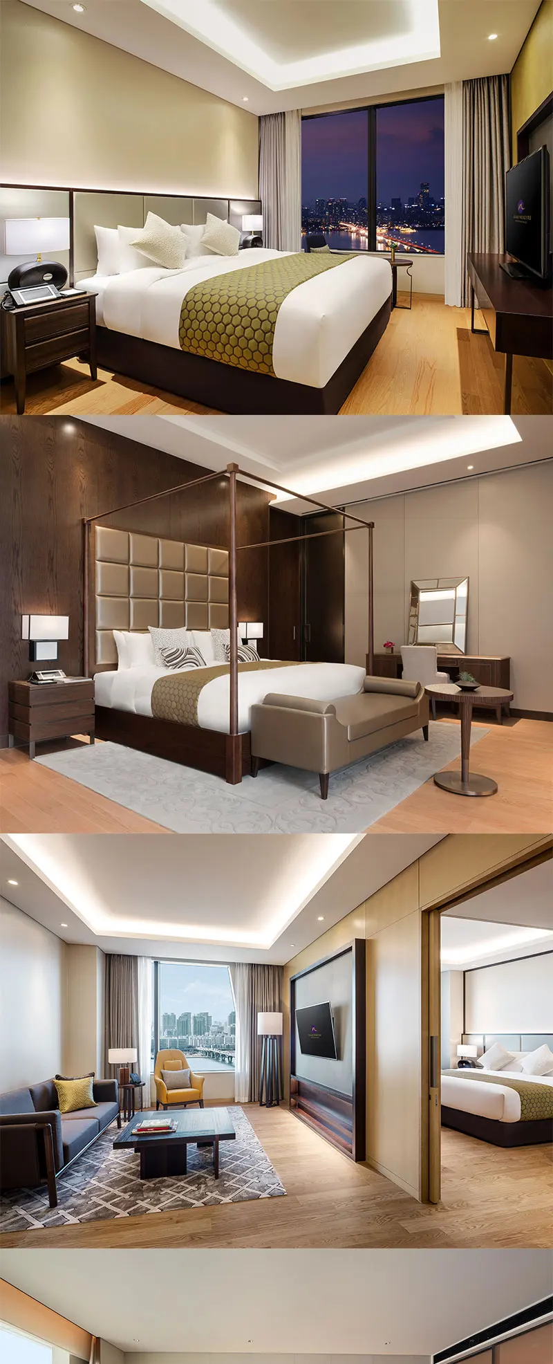 Modern Design Hotel Room Furniture Set King Size Bed Wooden Headboard Panel Bedroom Sets 5 Star ...