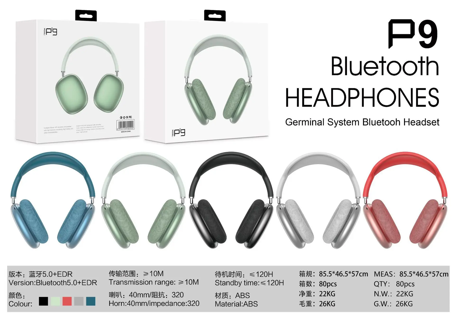 Cheap P9 Pro Max Wireless Headphones P9 Pro Max Tws Strong Bass Headsets Earbuds Type-c Earphone ...