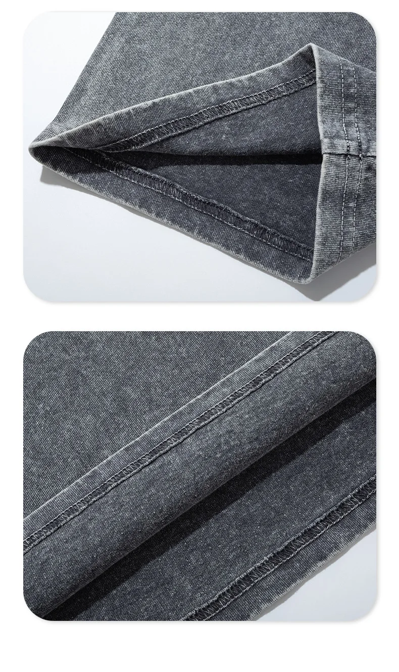 260g Pure Cotton American Retro Batik Washed Distressed Heavy Short-sleeved T-shirt Men And ...