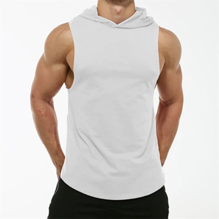 Men Workout Hooded Tank Tops Sports Bodybuilding Stringer Muscle Cut Off T Shirt Men's ...