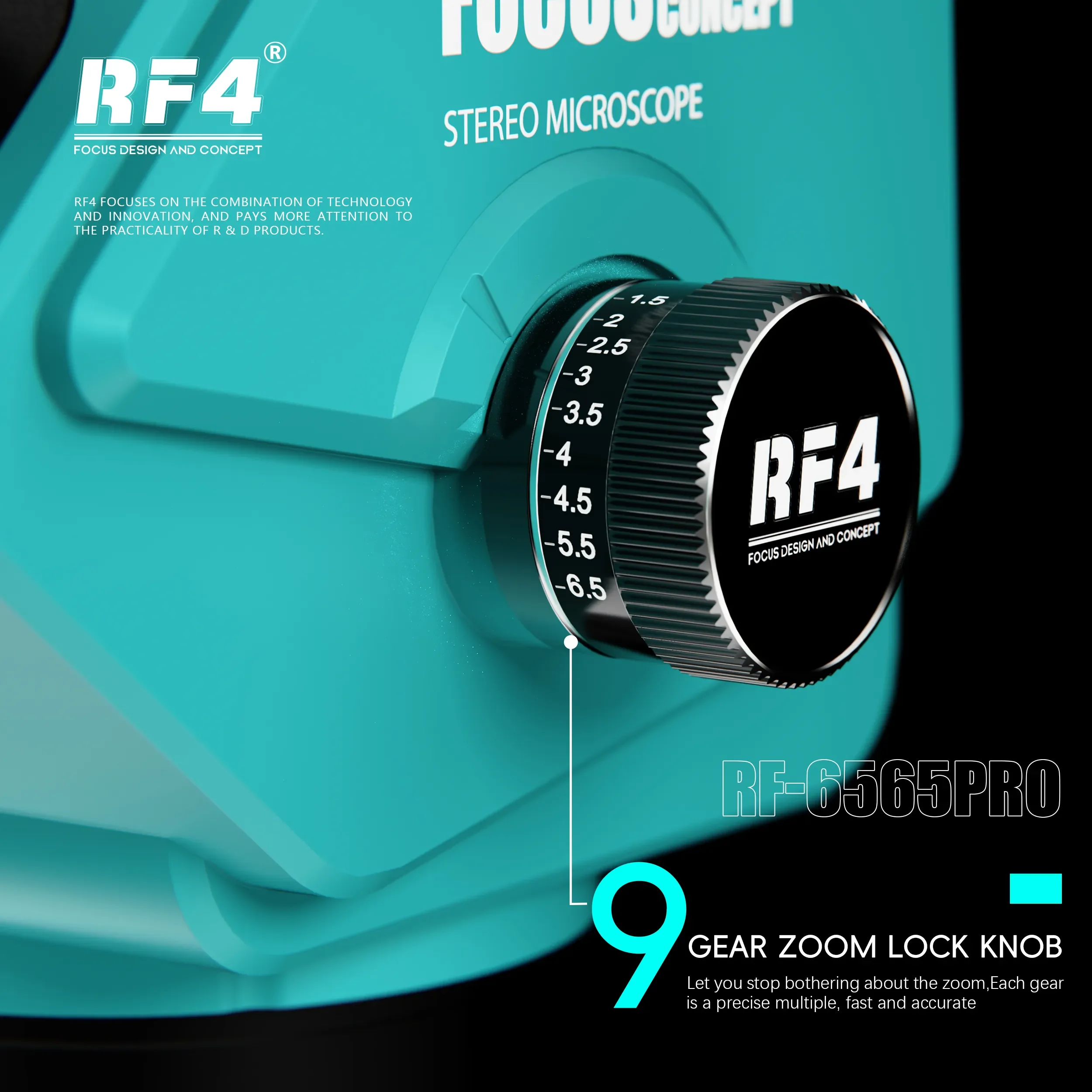 RF4 RF-6565PRO HD Trinocular Microscope for PCB Repair