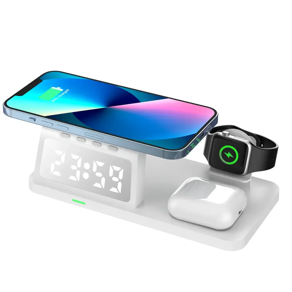 4 In 1 Multi-function Wireless Mobile Phone Charging Station 15w Qi Desktop Wireless Charger ...