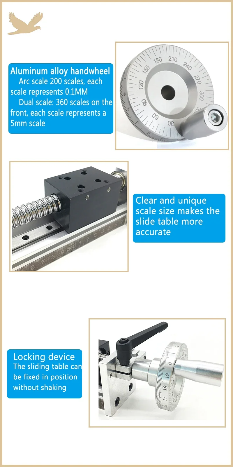Workbench Linear Guide Manual Sliding Table 50-500MM Stroke