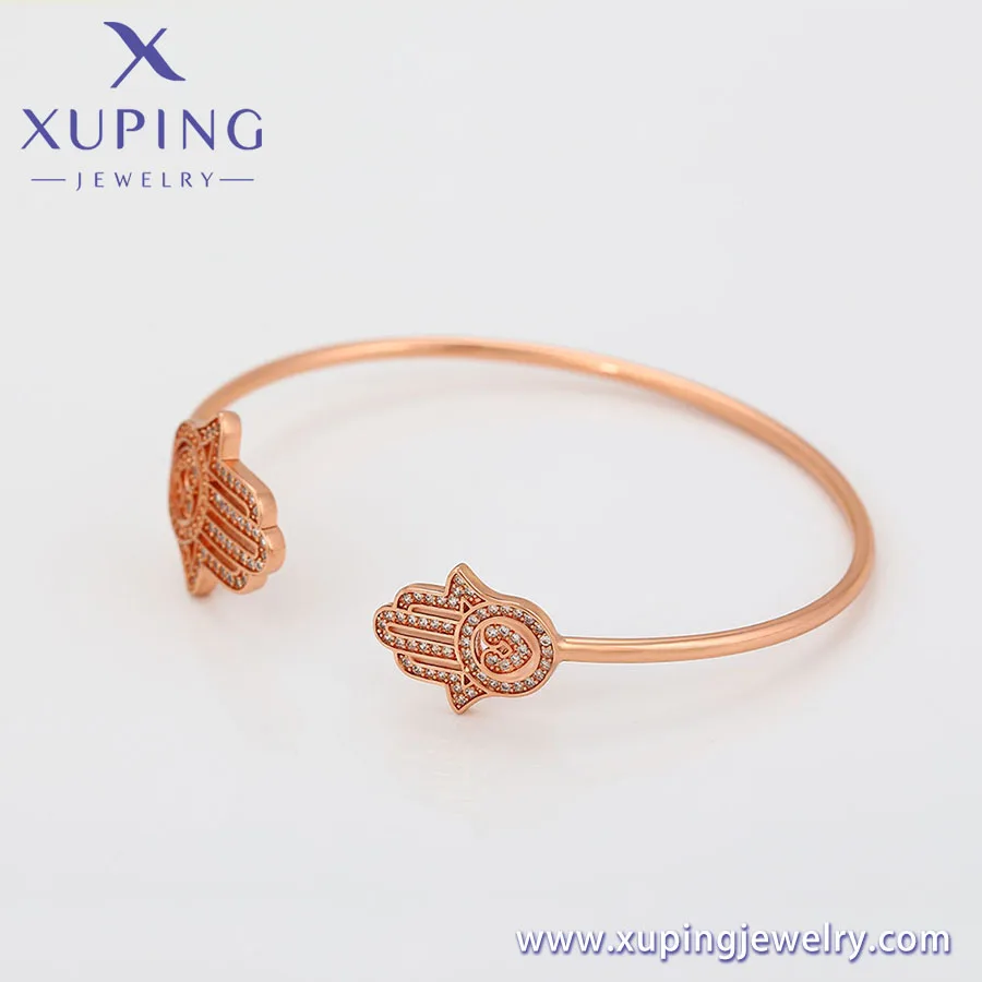 Supply A00722875 Xuping Jewelry Fashion New Design Diamond Set Rose Gold Synthetic CZ Open Ring ...