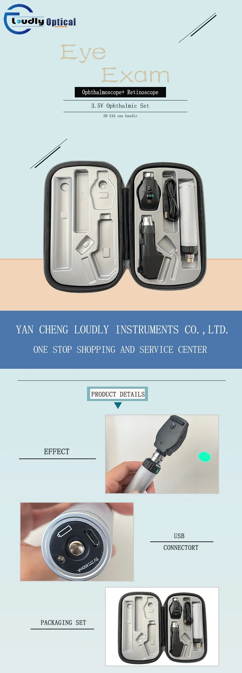 High Quality Eyes Examination Portable Rechargeable Diagnostic Ophthalmoscope Otoscope ...