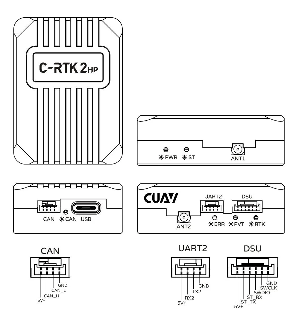 Cuav C-rtk 2hp Dual Antenna Centimeter High Position Gps Gnss Pixhawk Heading Uav Module Aerial ...