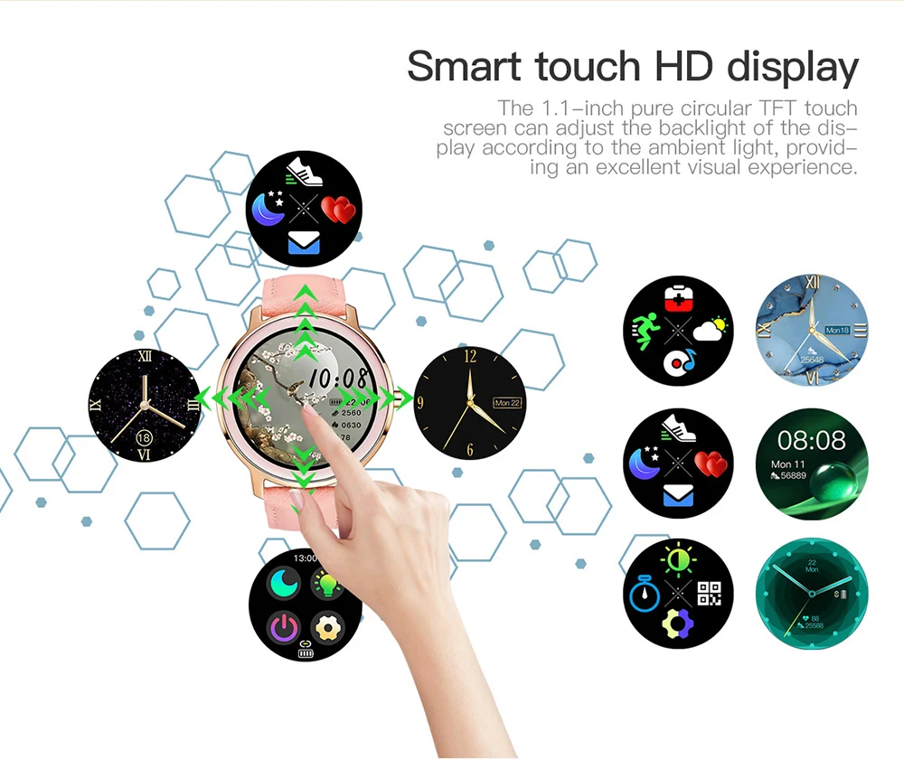 R18 Smart Watch Women Fashion Smartwatch Fitness Sports Clock Ladies Full Touch Screen Smartband ...