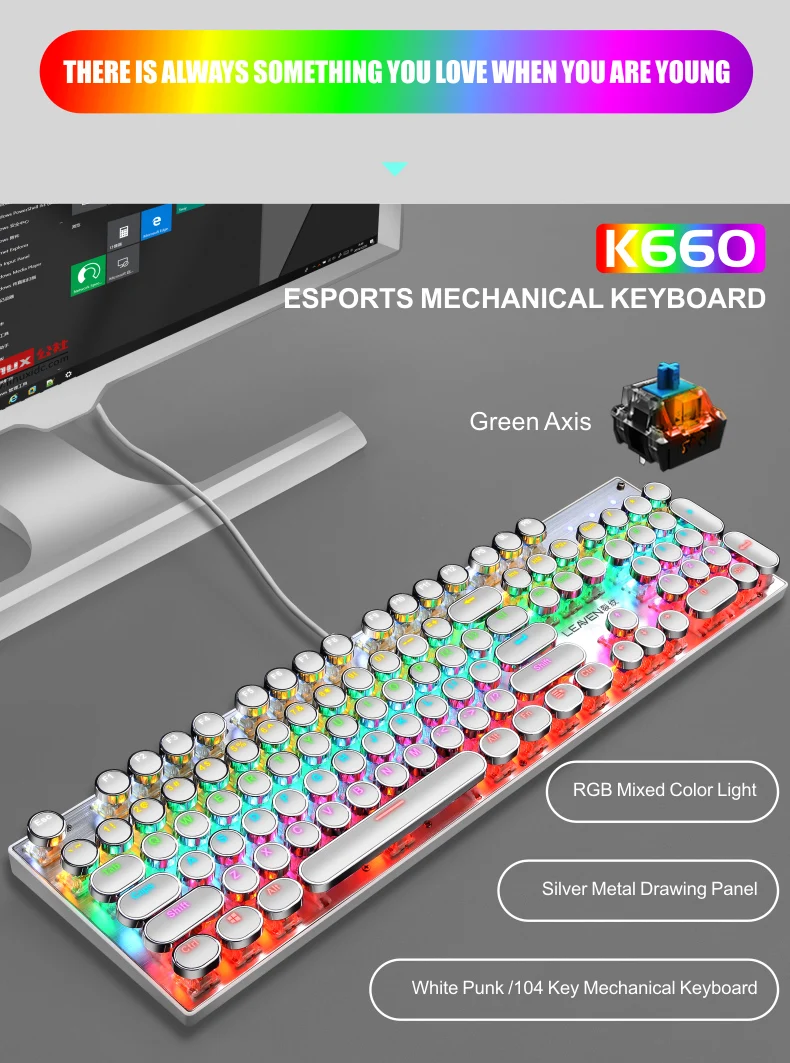 Real Mechanical Keyboard Leaven K660 Rgb Backlit Gaming Mechanical 104 Keys Keyboard - Buy Usb ...