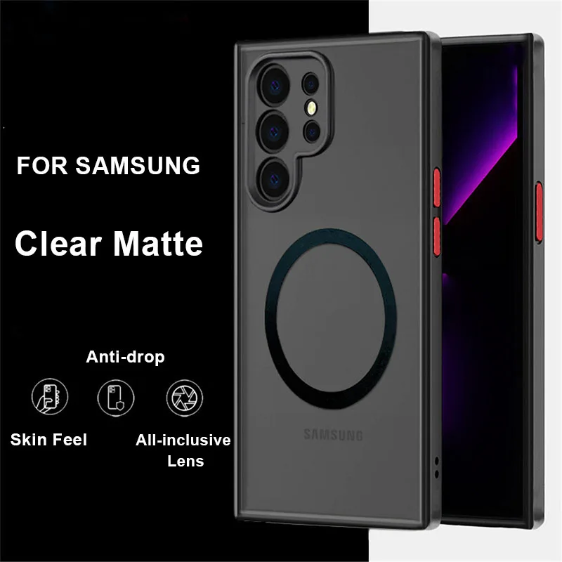 Luxury For Magsafe Wireless Charging Phone Case For Samsung S23 Ultra S22 S21 S20 Fe Plus Skin ...