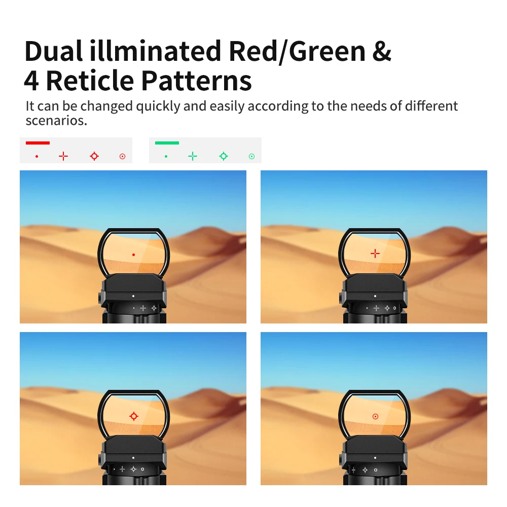 HD101 1X22X33 Aluminum Alloy Tactical Optics Reflex Sight Holographic Red Green Dot Scope 4 ...