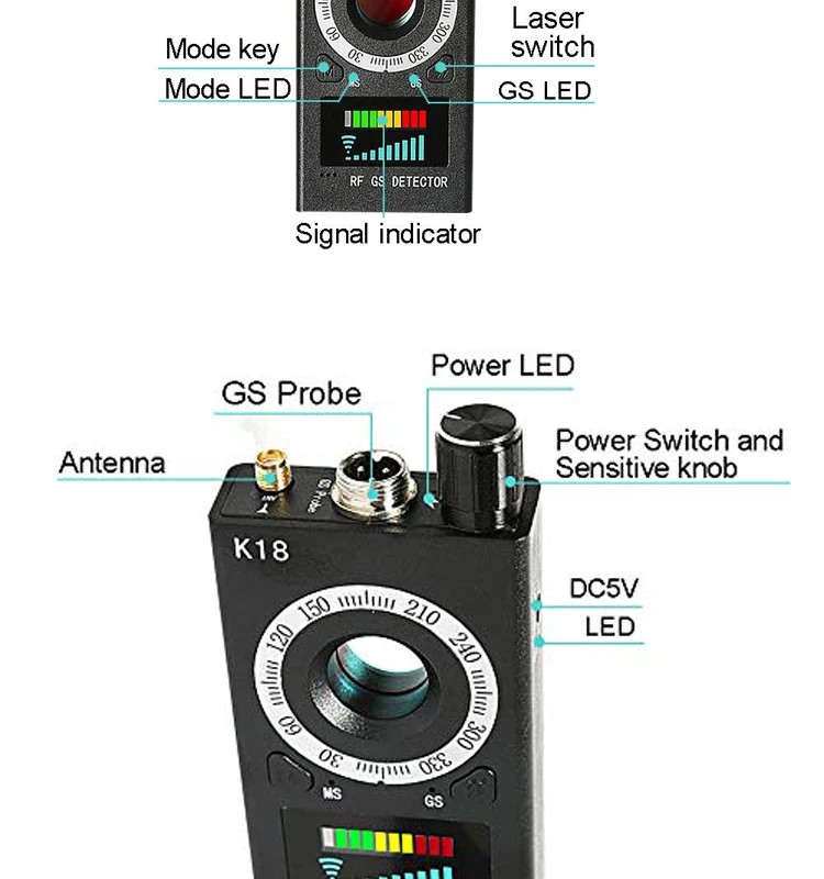 Greetwin GPS Wireless Camera K18 Bug Detect GSM Device K18 Anti-Spy Audio RF Detector| Alibaba.com