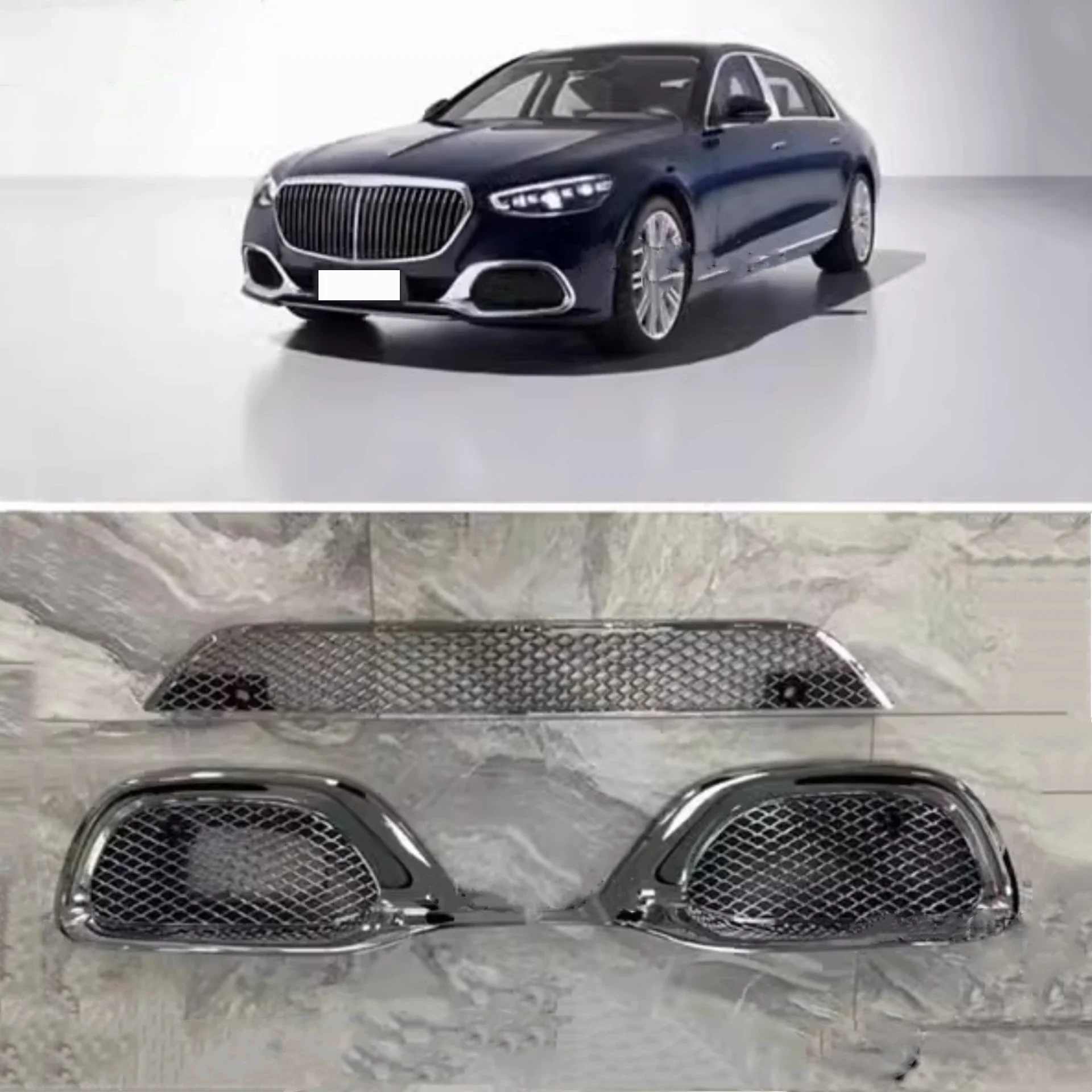 Front Bumper Grill Bright Strip For Mercedes Benz S Class W223 S400 S450 S500 Convert Botton ...