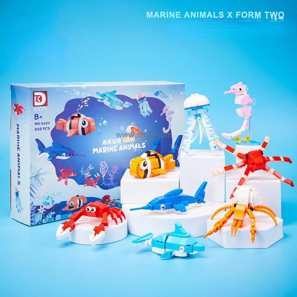 DK 5020 SeaWorld Animals Shark Crab Jellyfish Children's Puzzle Toy Building Blocks Sets ...