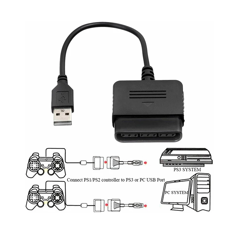 PS2 to PS3 USB Games Controller Adapter for PC Compatibility