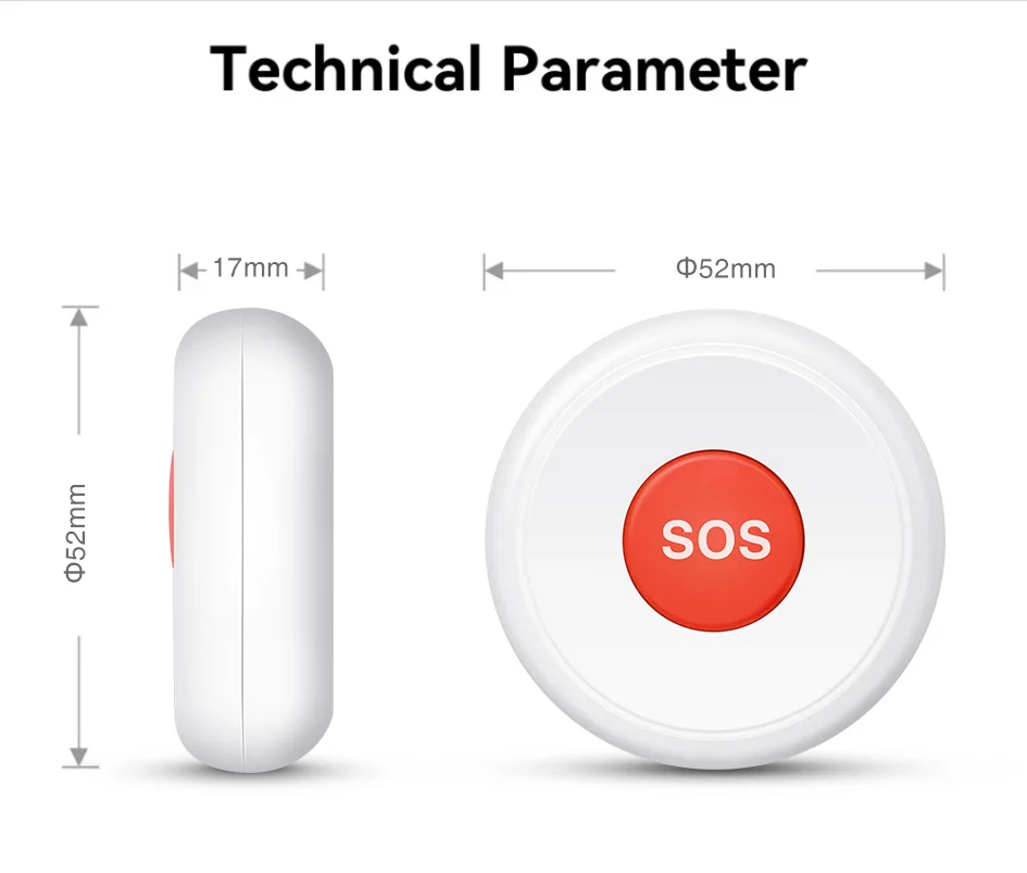 Tuya ZigBee Mini SOS Panic Button Wireless Emergency Personal Safety Alarm for Home Security ...