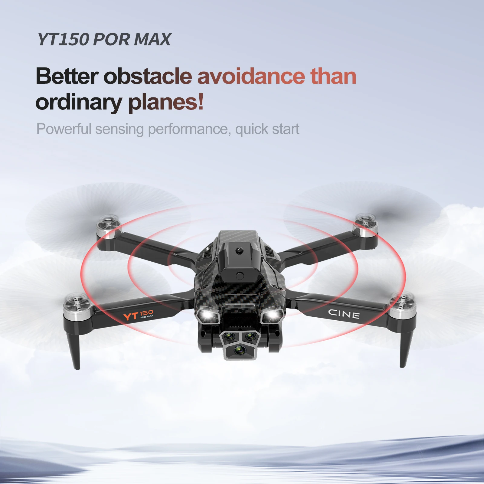 YT150 Drone - Foldable, 4K Dual Camera, 15 Minute Flight