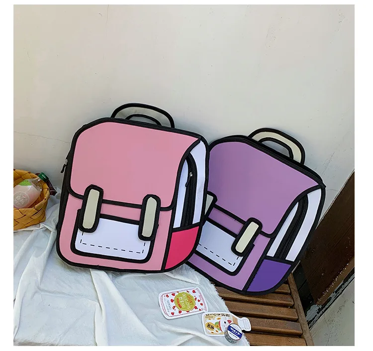 Two-dimensional Space Kids Cartoon Backpack Personality 2d 3d Kids ...