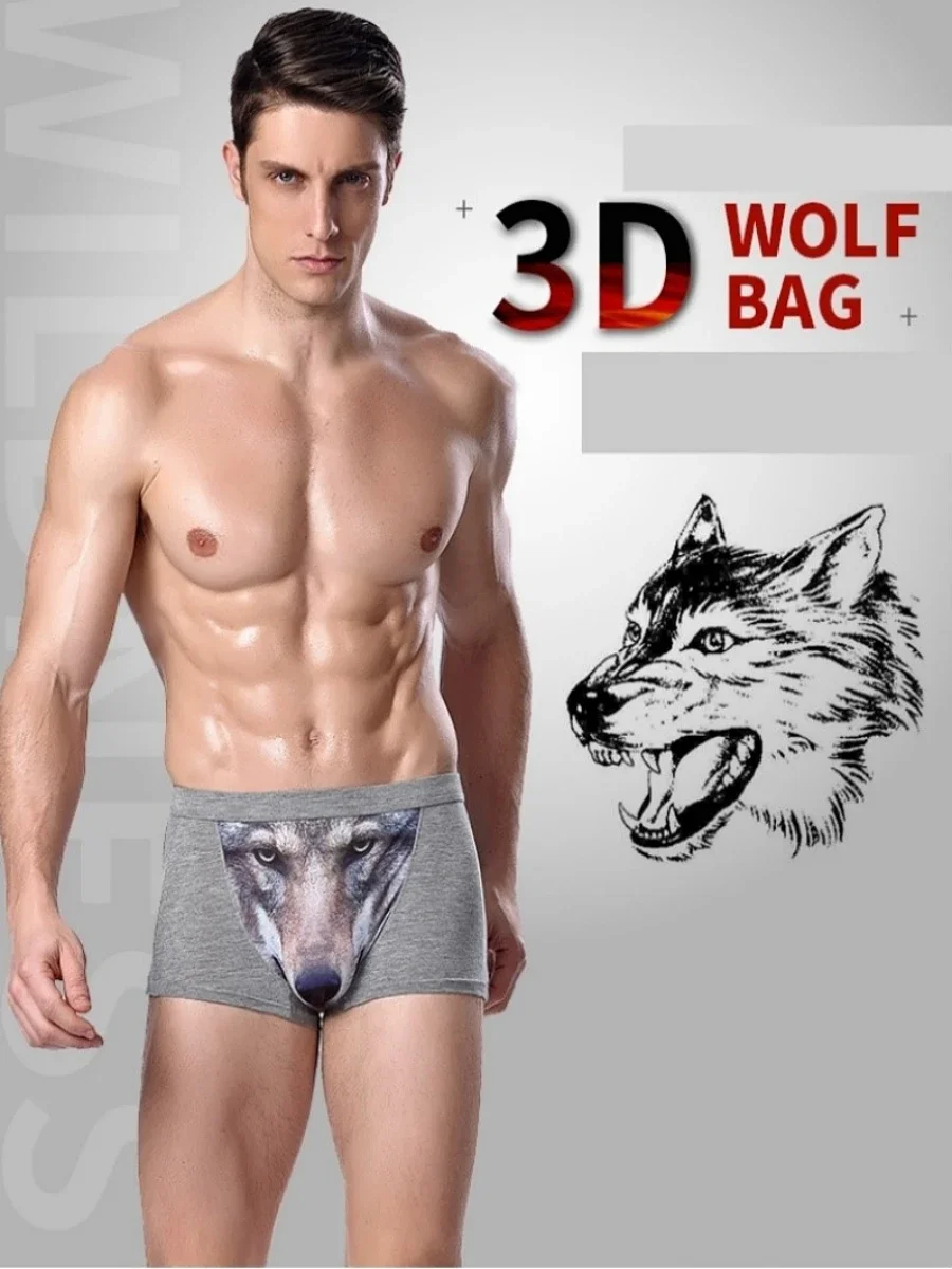 Men Underpants Modal Men's Funny Panties With Wolf Boxer Shorts Sale Pouch Bulge Boxers Cartoon ...