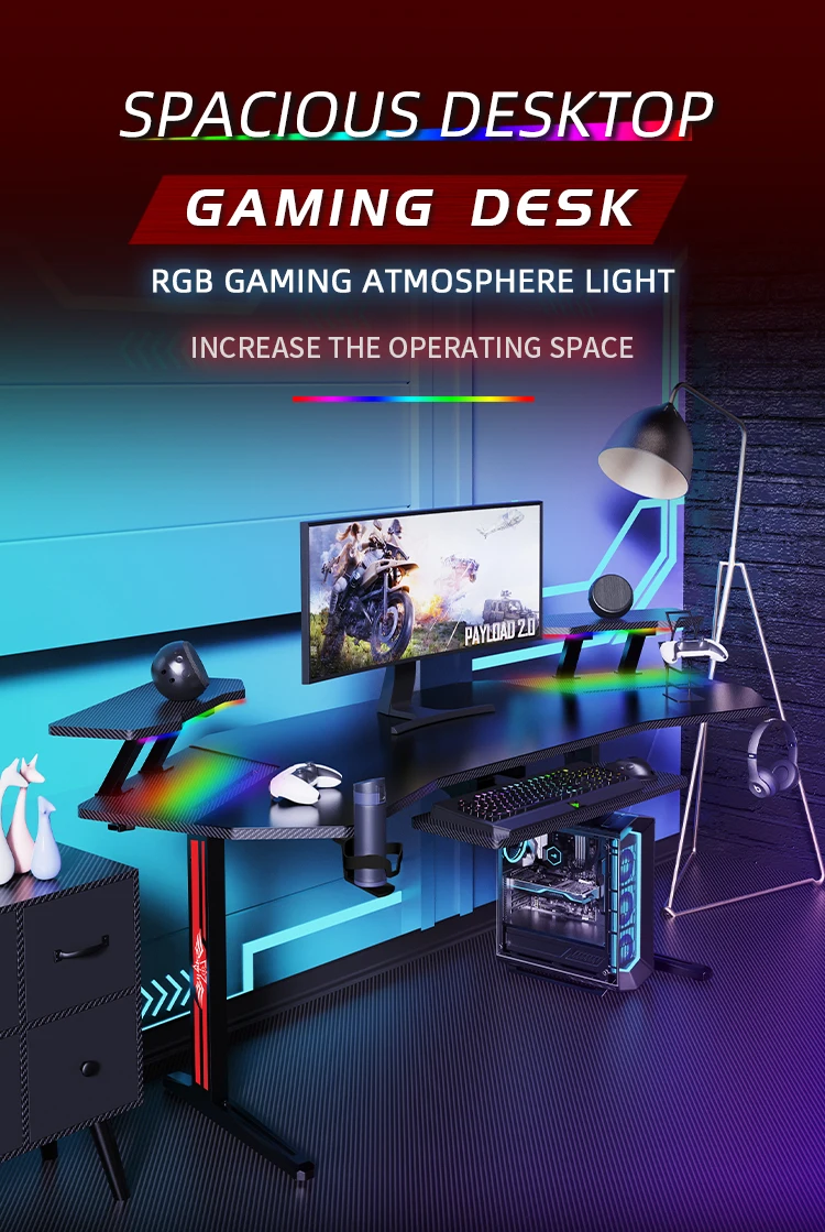 180cm Large Desktop Rgb Gaming Desk Corner E-sports Computer Gaming Table Manufacturer Black Pc ...