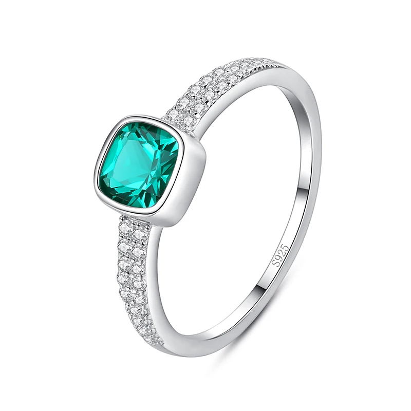 Emerald Pave Silver Ring S925 Sz 7,8,9 - www.gruponym.mx