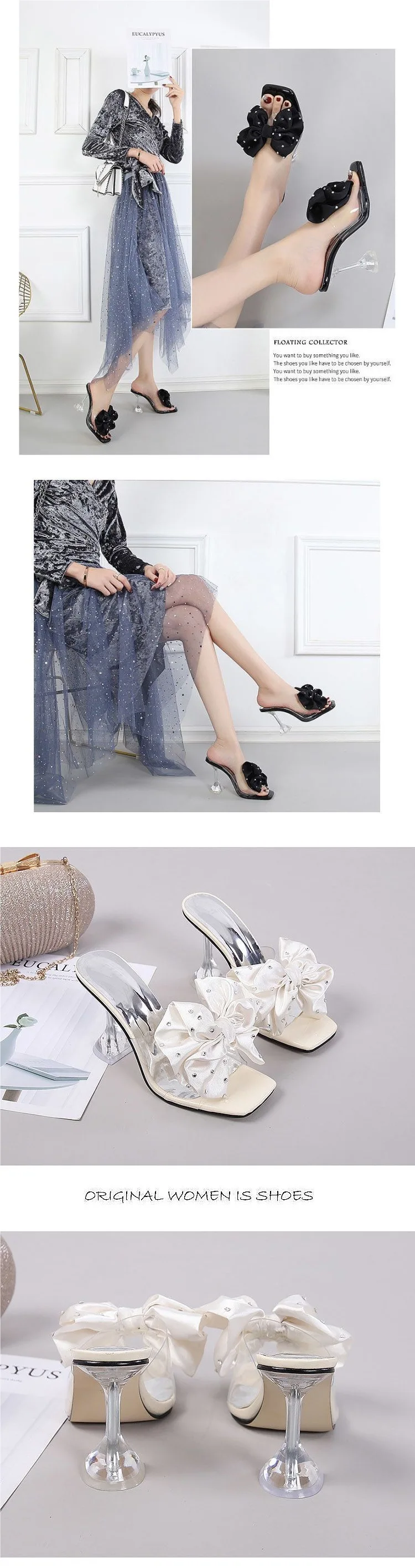 Summer Shoes Female Wears 2023 New Korean Version Of The Fairy Wind Bow Half Dragging High Heel ...