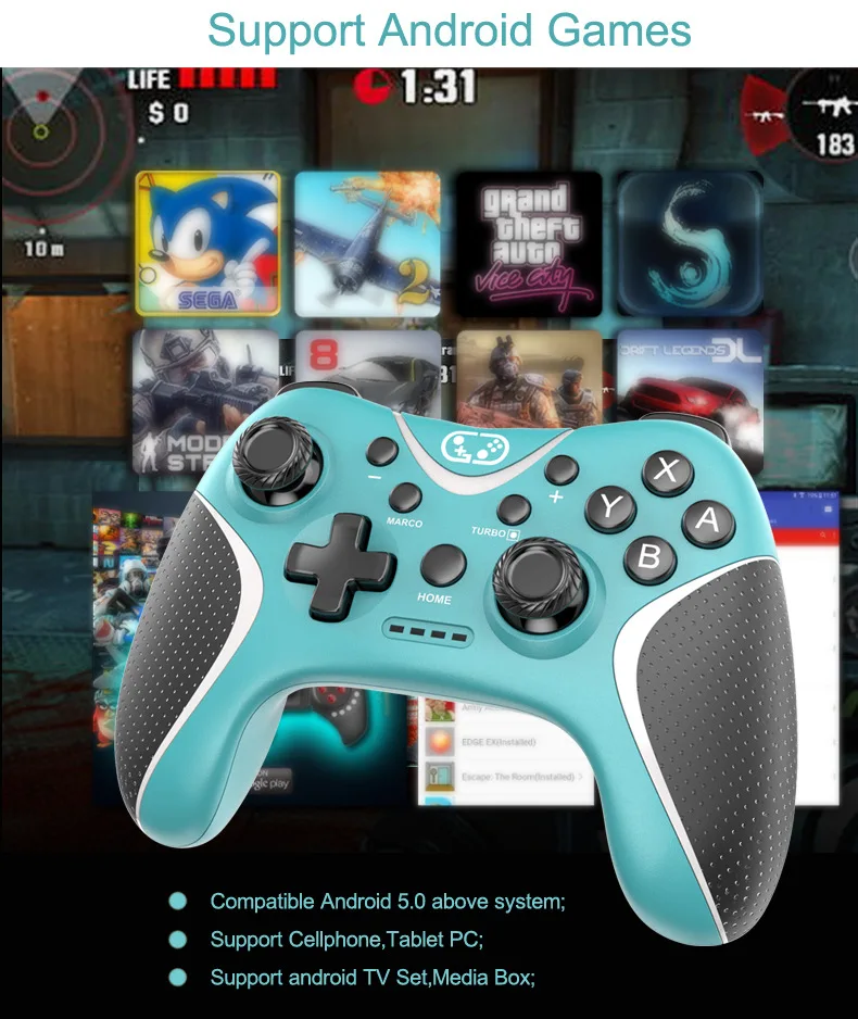 Stk-7038 Wireless Bt Joystick Manette For Nintendo Switch Gamepad Manette With Back Programmable ...