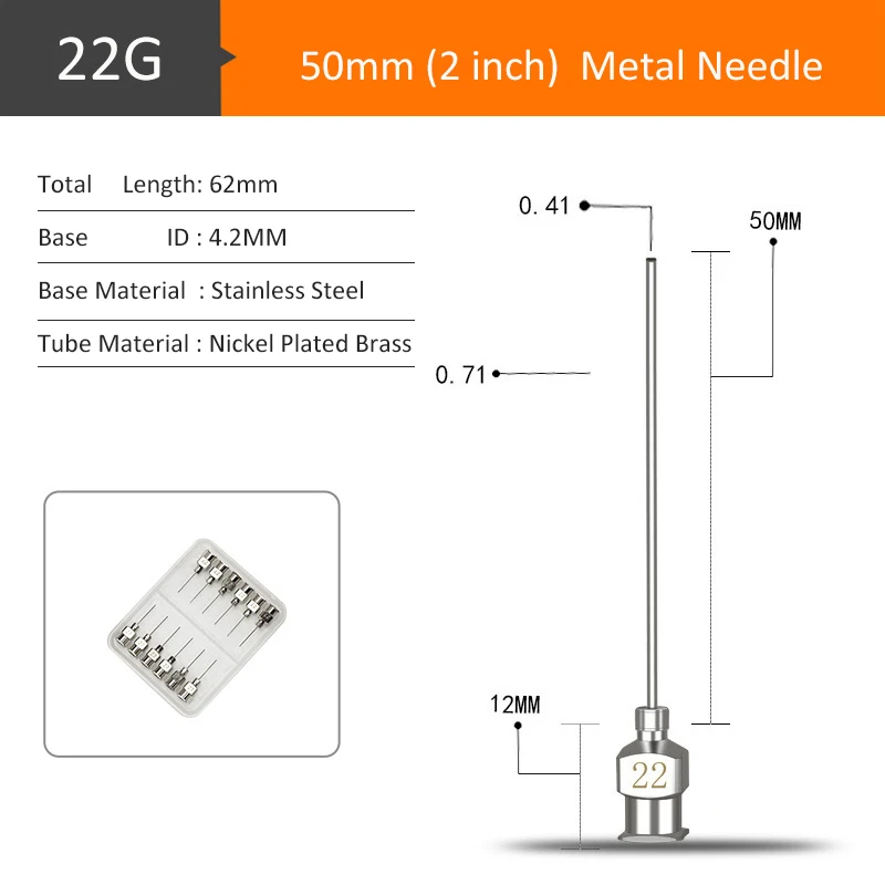 50mm 2 Inch Adhesive Dispensing Metal Needles for Glue Syringe Cartridge Luer Lock Tips ...