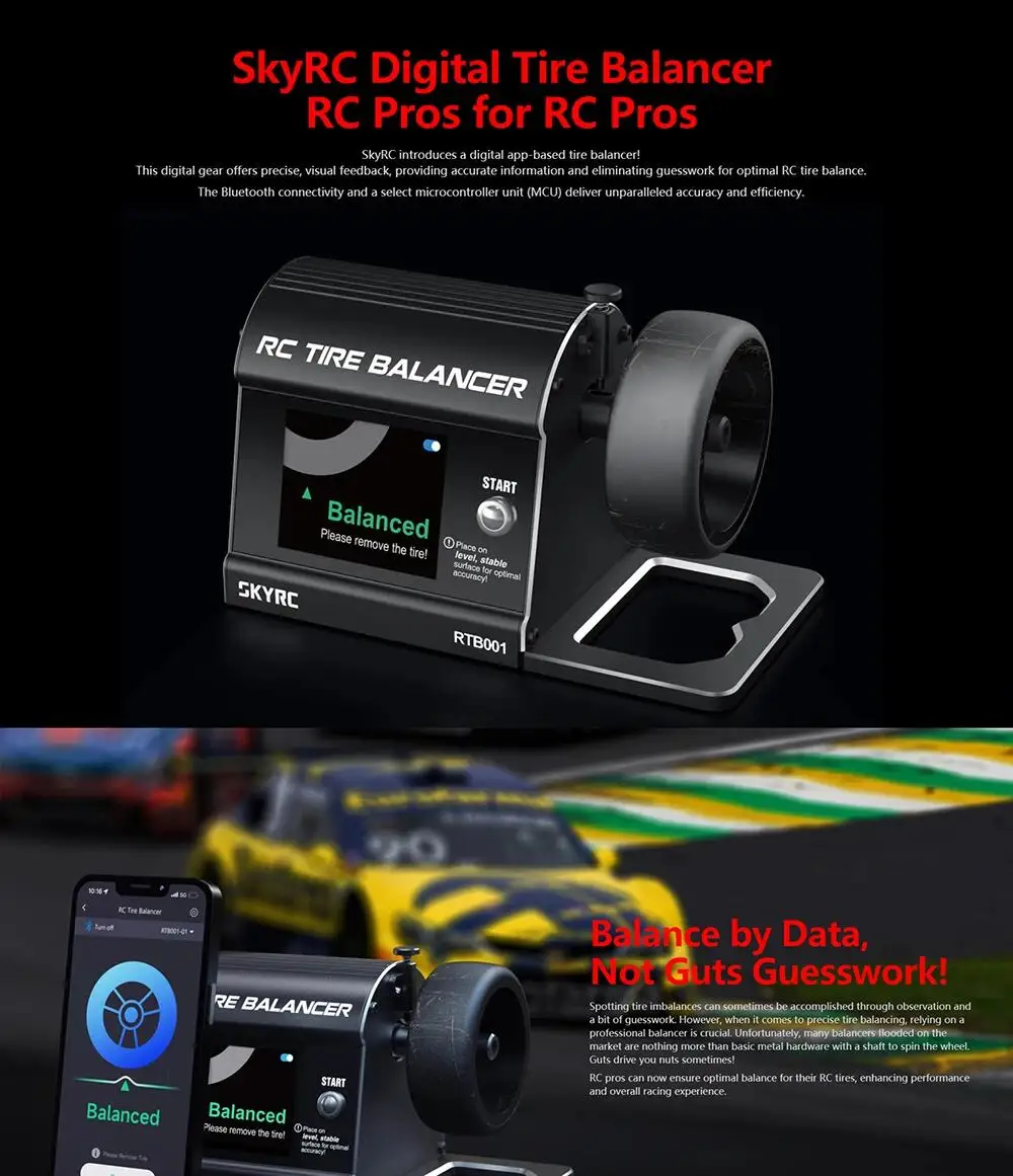 SKYRC Tire Balancer RC RTB001 7.2V-12V DC Input Powerful DC Motor Seam Removing Digital 1/8 1/10 ...