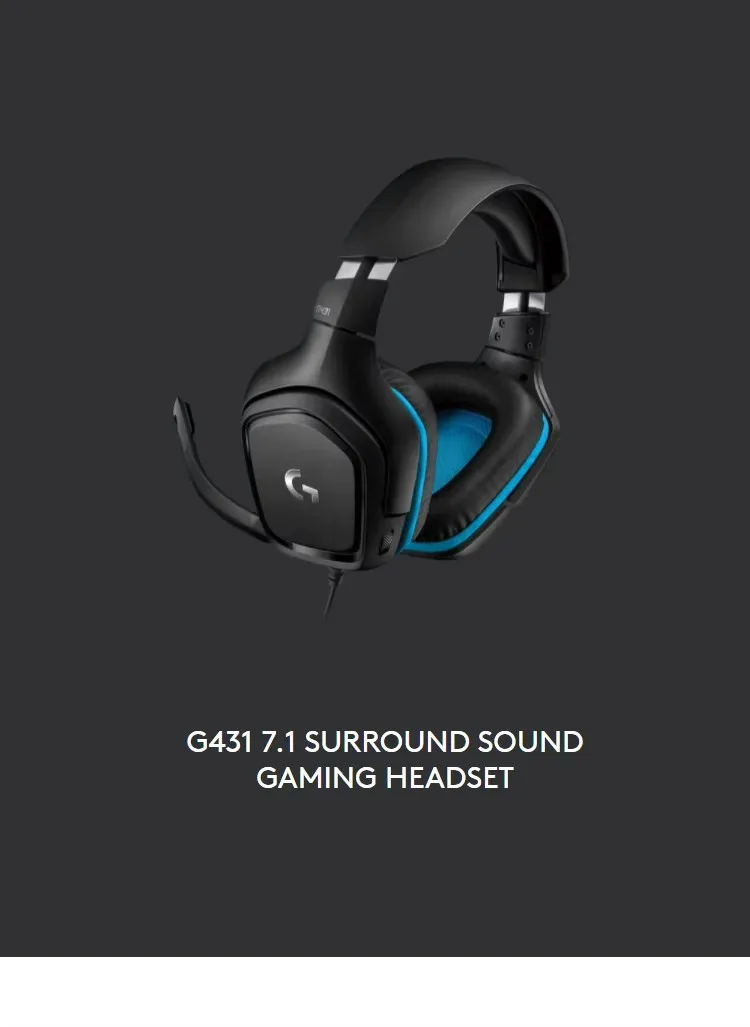 Logitech G431 NEW Original 7.1 Wired Surround Sound Gaming Earphones Headphones Headsets with ...