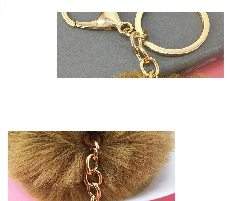 3.9inch Wholesale Custom Cheap New Faux Fox Fur Pom Poms Puff Fluffy Key Holder Fashion Women ...